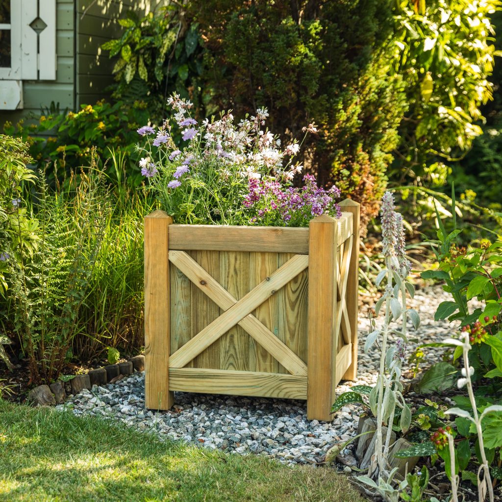 Diagonal Cross Panel Square Planter - The Garden Trellis Company