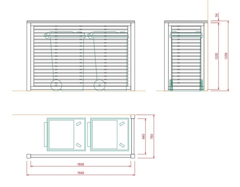 Framed Slatted Bin Screen - The Garden Trellis Company