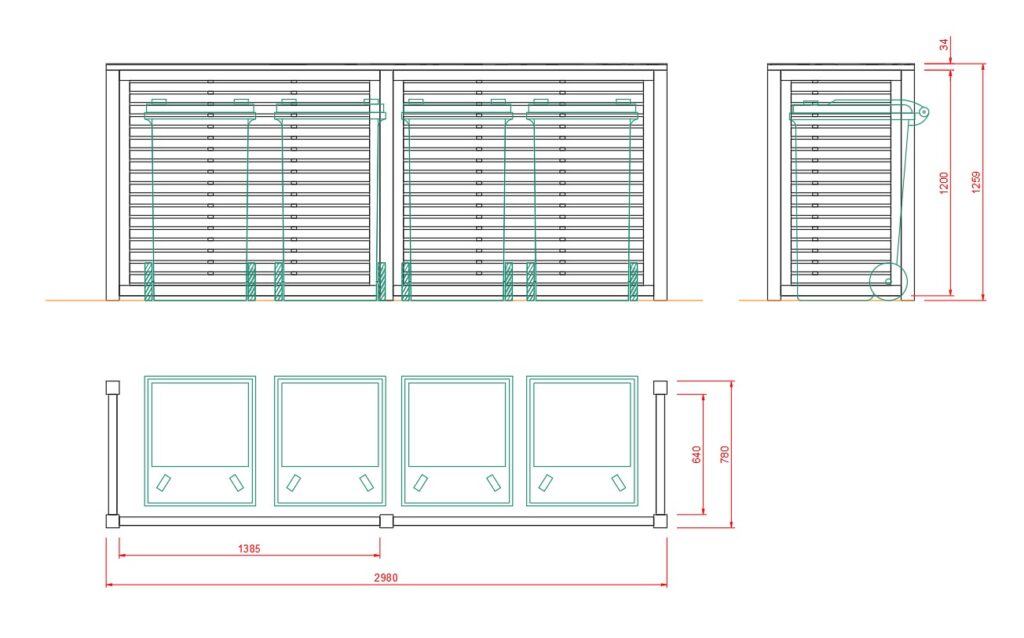 Framed Slatted Bin Screen - The Garden Trellis Company