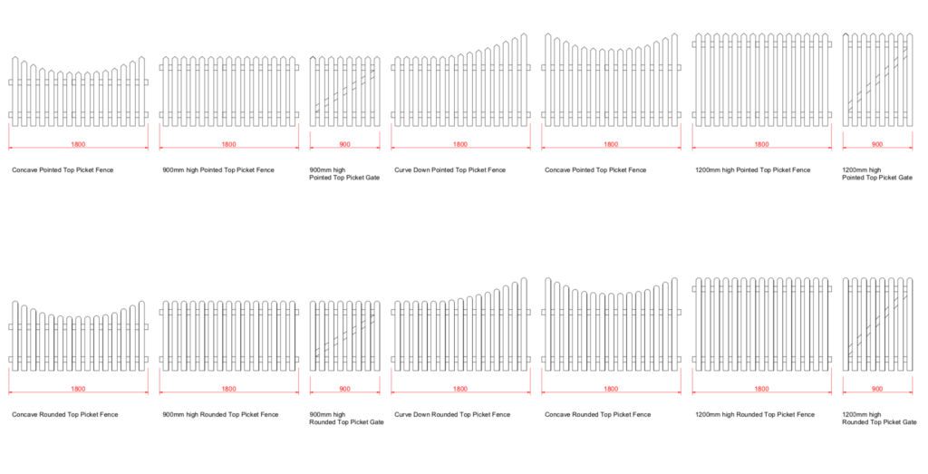Curve Down Pointed Top Picket Fence - The Garden Trellis Company