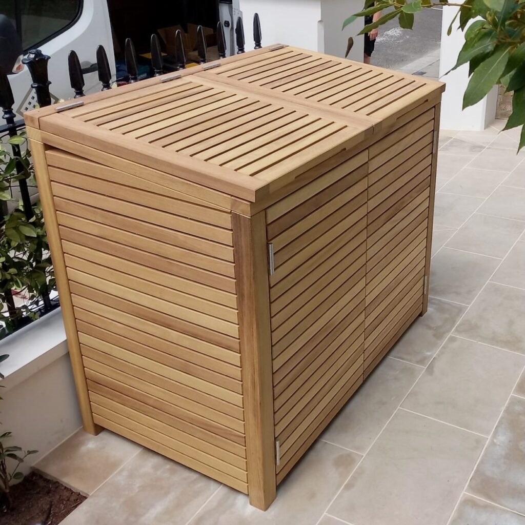 RHS Prestige Double Slatted Bin Store - The Garden Trellis Company