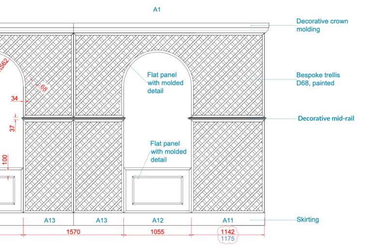 Bespoke decorative trellis at WOW!house - The Garden Trellis Company