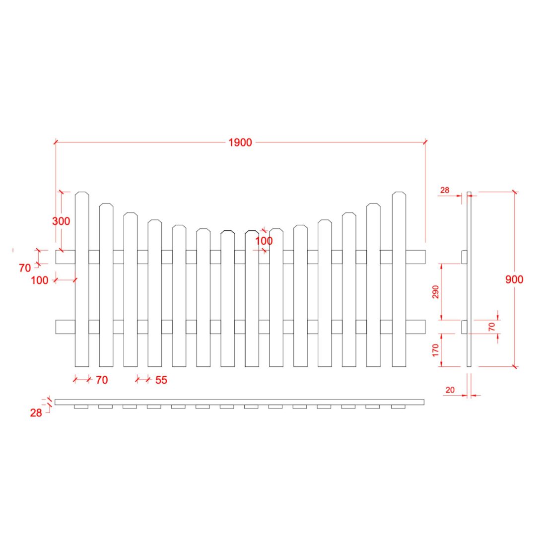 Picket Fencing | Rounded & Pointed Topped Picket Fence